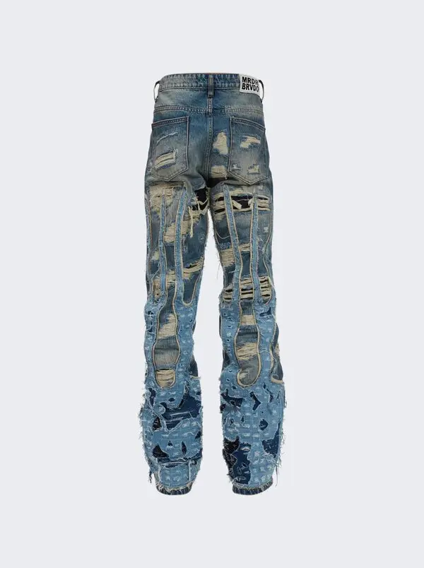 WHO DECIDES WAR Flame Boro Denim Jeans - Blue