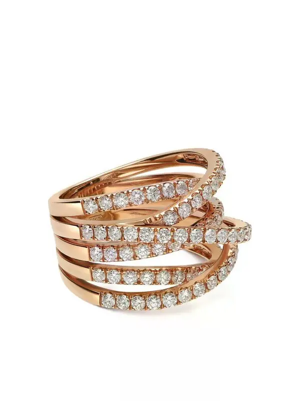 LEO PIZZO 18kt Rose Gold Diamond Waves Ring