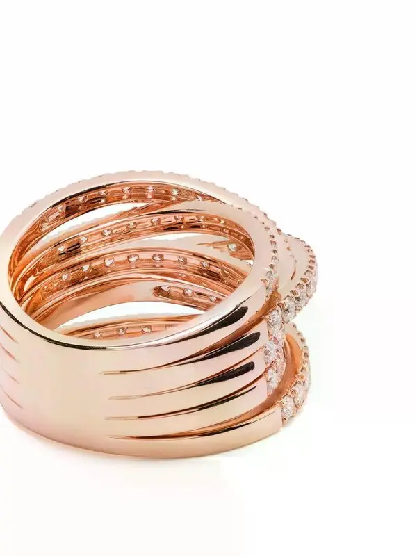 LEO PIZZO 18kt Rose Gold Diamond Waves Ring