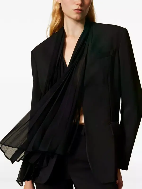 TWINSET Crêpe Blazer With Pleated Sash Scarf