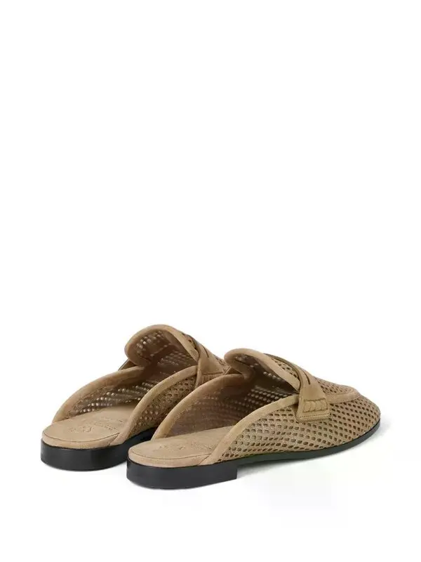 Brunello Cucinelli Sparkling Net Leather Mules - Neutrals