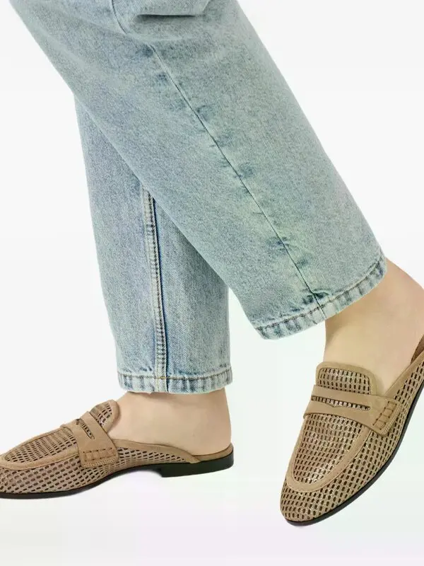 Brunello Cucinelli Sparkling Net Leather Mules - Neutrals