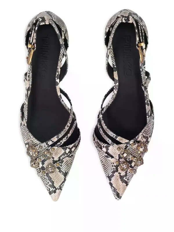 Pinko Snakeskin-effect Kitten Heel Pumps - Neutrals