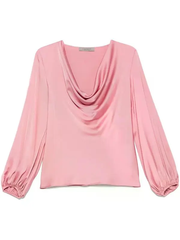 D.exterior Satin Cowl Neck Blouse