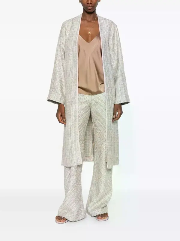 FORTE_FORTE Striped Long Coat - Neutrals