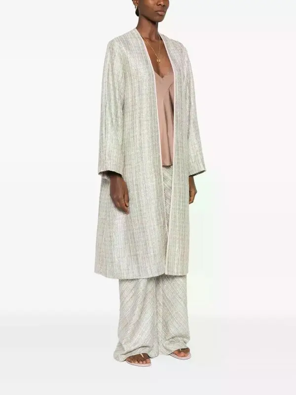 FORTE_FORTE Striped Long Coat - Neutrals