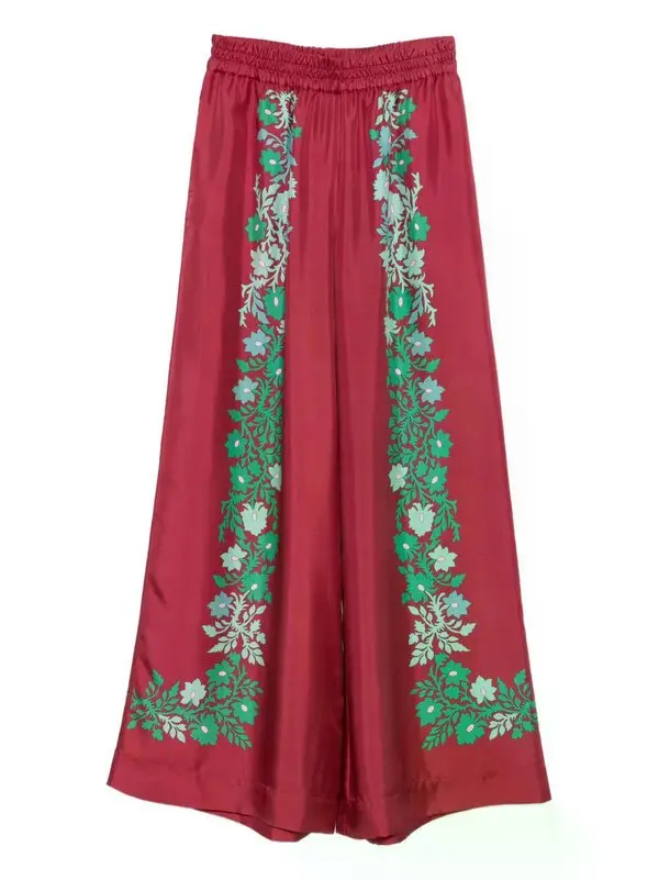 La DoubleJ Floral Print Trousers - Red