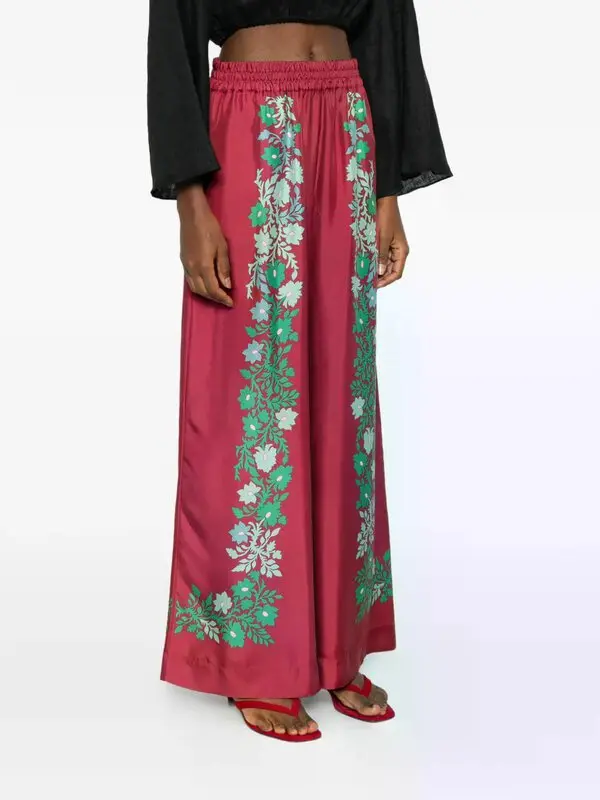 La DoubleJ Floral Print Trousers - Red