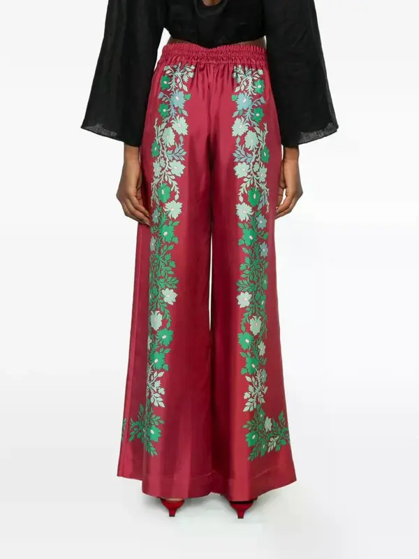 La DoubleJ Floral Print Trousers - Red