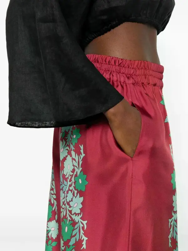 La DoubleJ Floral Print Trousers - Red