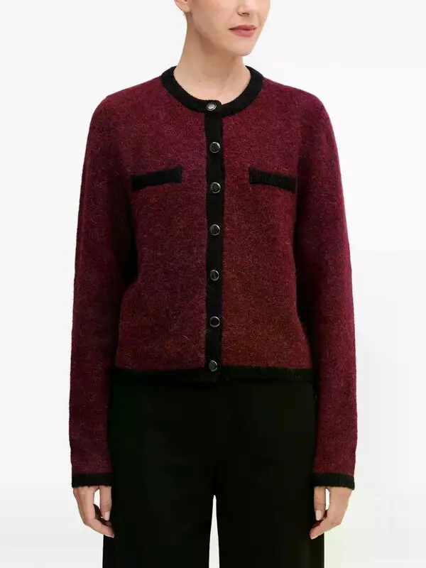 GESTUZ Button Pocket Cardigan - Red