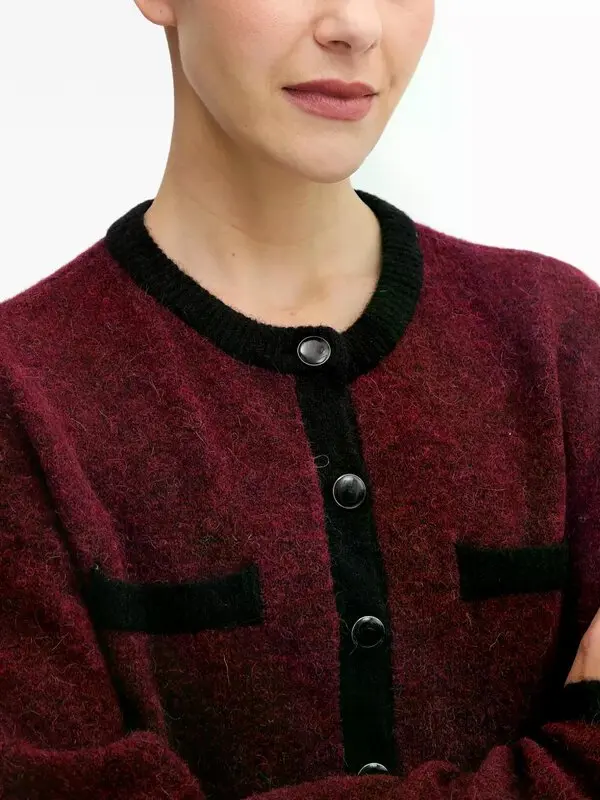 GESTUZ Button Pocket Cardigan - Red