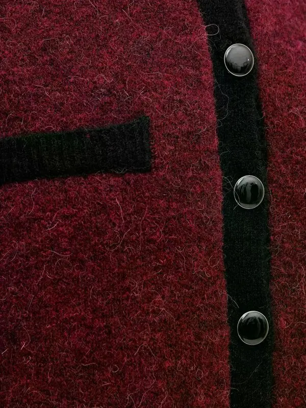 GESTUZ Button Pocket Cardigan - Red
