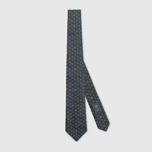 Gucci Silk Jacquard Neck Tie - Grey