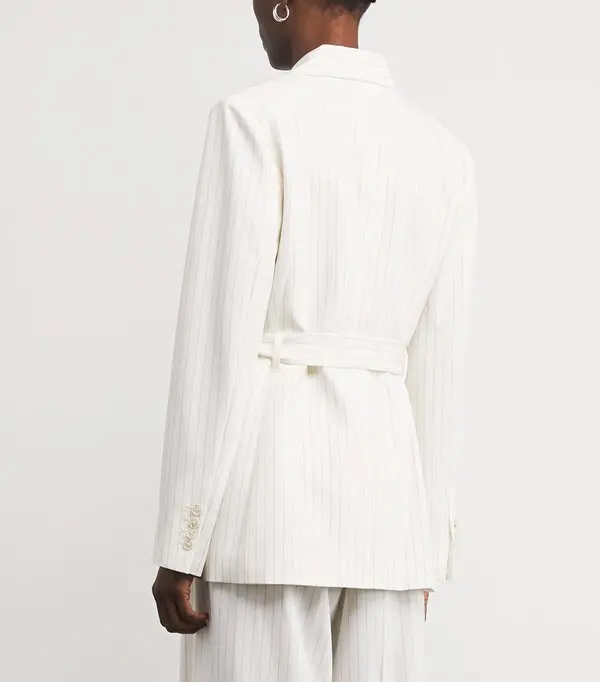 Good American Essential Suiting Stripe Blazer - Beige