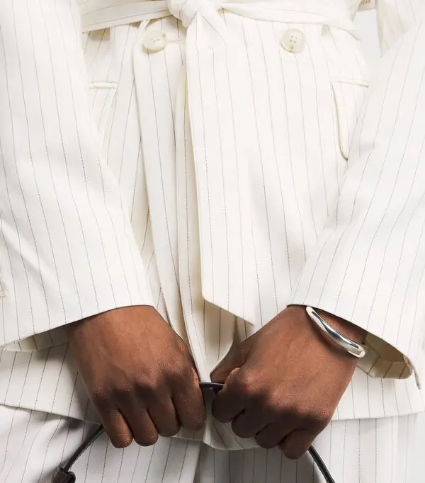 Good American Essential Suiting Stripe Blazer - Beige