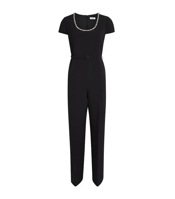 Sandro Embellished-neck Jumpsuit - Black