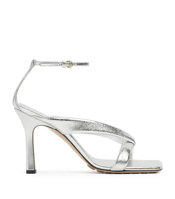 Bottega Veneta Metallic Leather Riva Sandals 90 - Silver