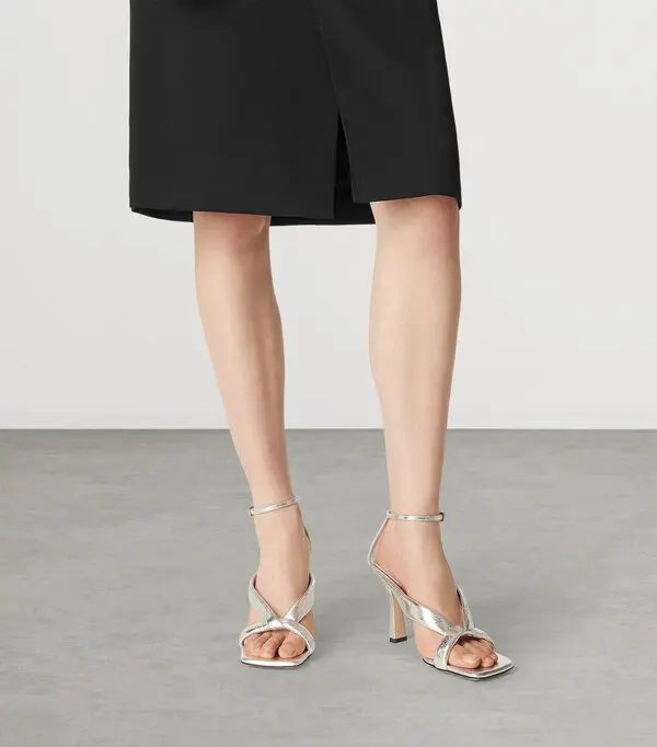 Bottega Veneta Metallic Leather Riva Sandals 90 - Silver