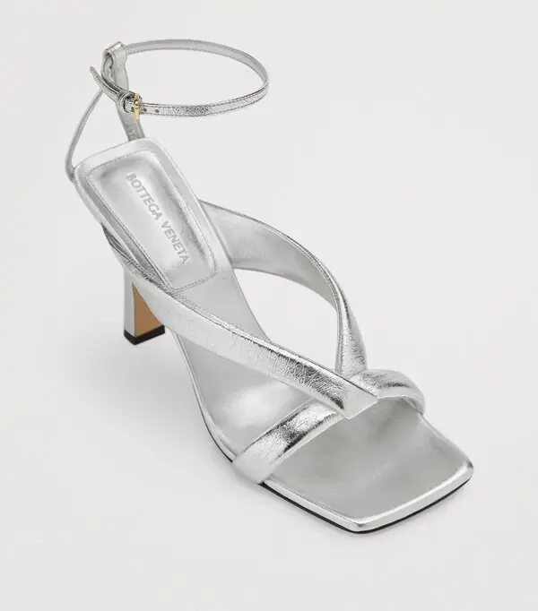Bottega Veneta Metallic Leather Riva Sandals 90 - Silver