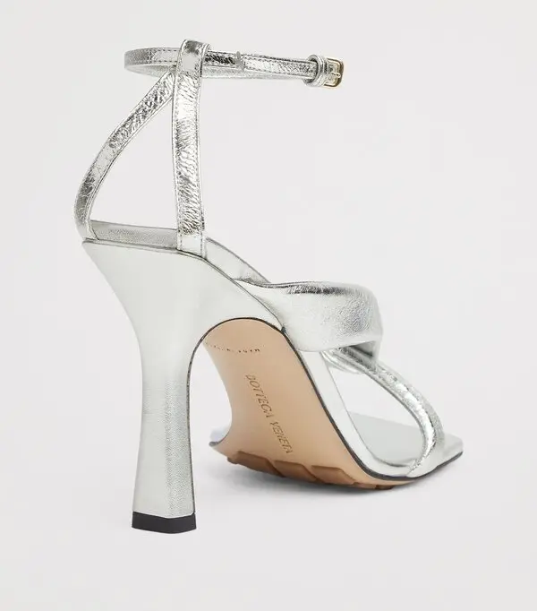 Bottega Veneta Metallic Leather Riva Sandals 90 - Silver