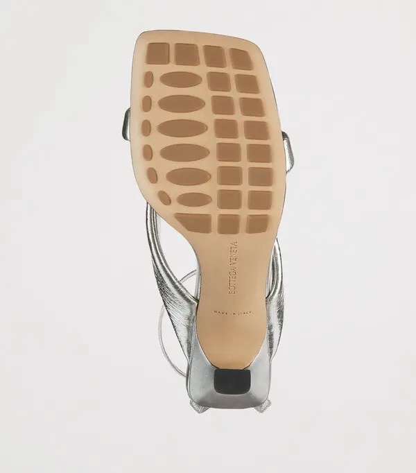 Bottega Veneta Metallic Leather Riva Sandals 90 - Silver