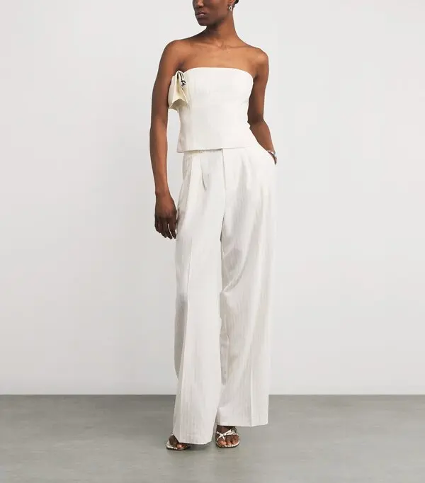 Good American Stripe Essential Suiting Crop Top