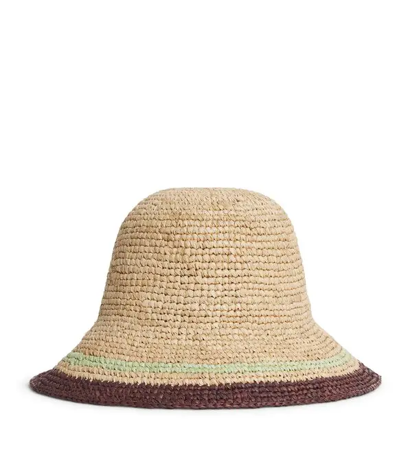 Zimmermann Raffia Stripe Bucket Hat - Beige