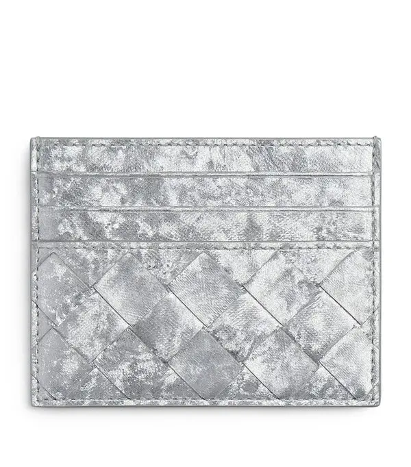 Bottega Veneta Lambskin Intrecciato Card Holder - Silver