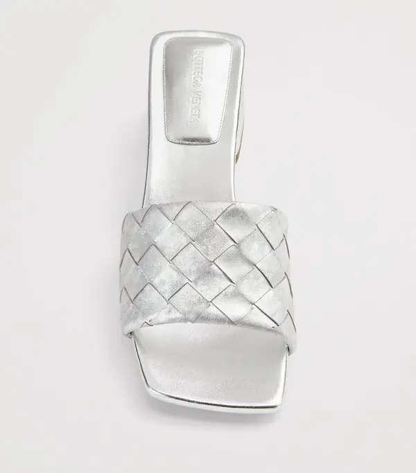 Bottega Veneta Metallic Leather Parco Mules - Silver