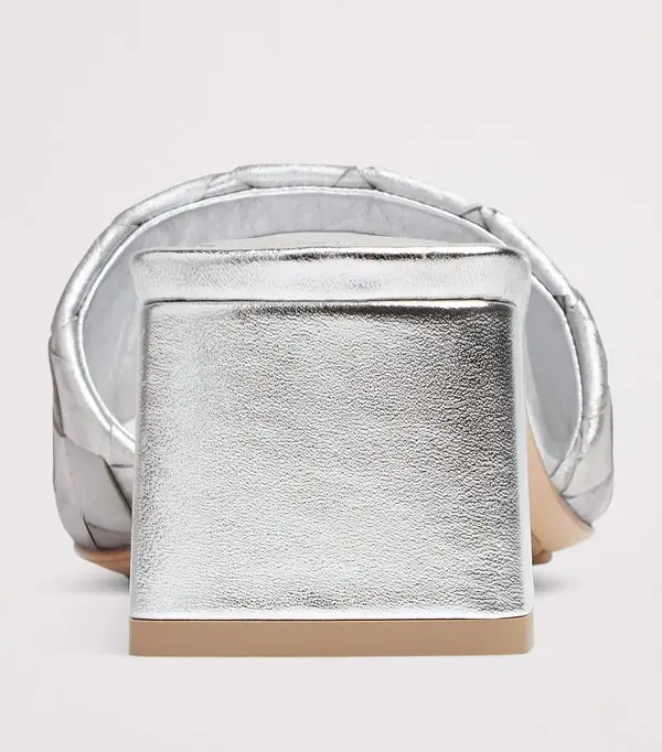 Bottega Veneta Metallic Leather Parco Mules - Silver