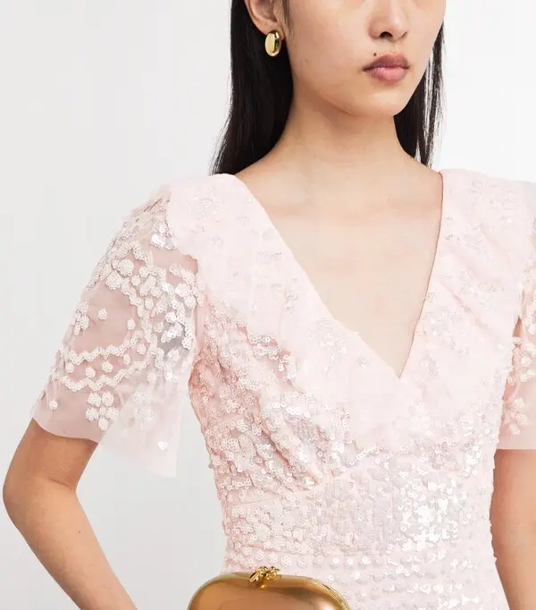 NEEDLE & THREAD Anais Sequin Frill Gown