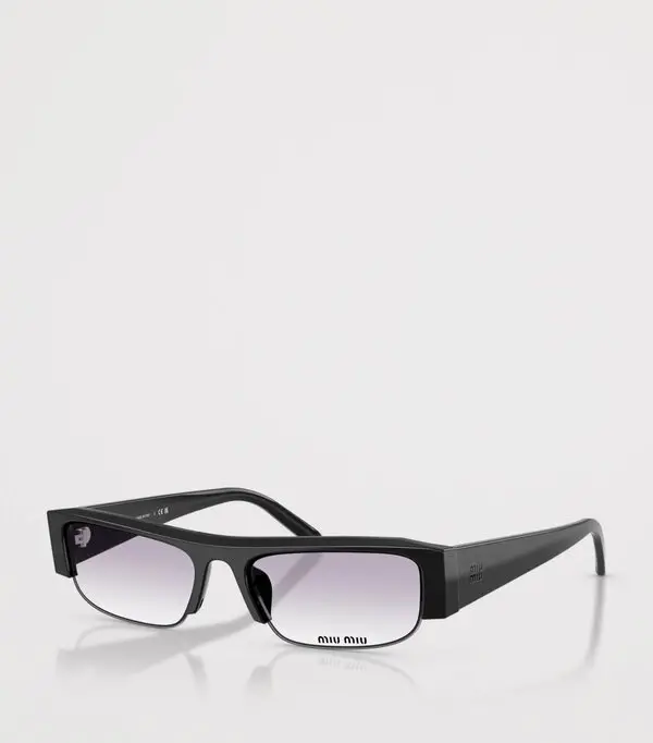 Miu Miu Acetate Vedette Rectangle Sunglasses - Black
