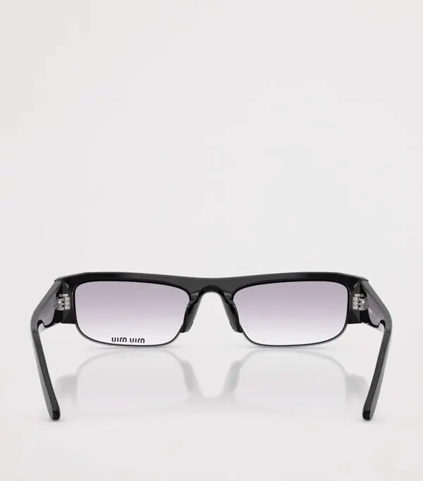 Miu Miu Acetate Vedette Rectangle Sunglasses - Black