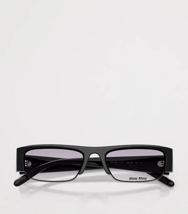 Miu Miu Acetate Vedette Rectangle Sunglasses - Black