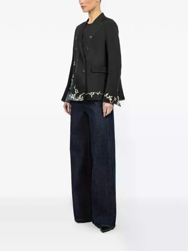 IBRIGU Floral-print Double-breasted Jacket - Black