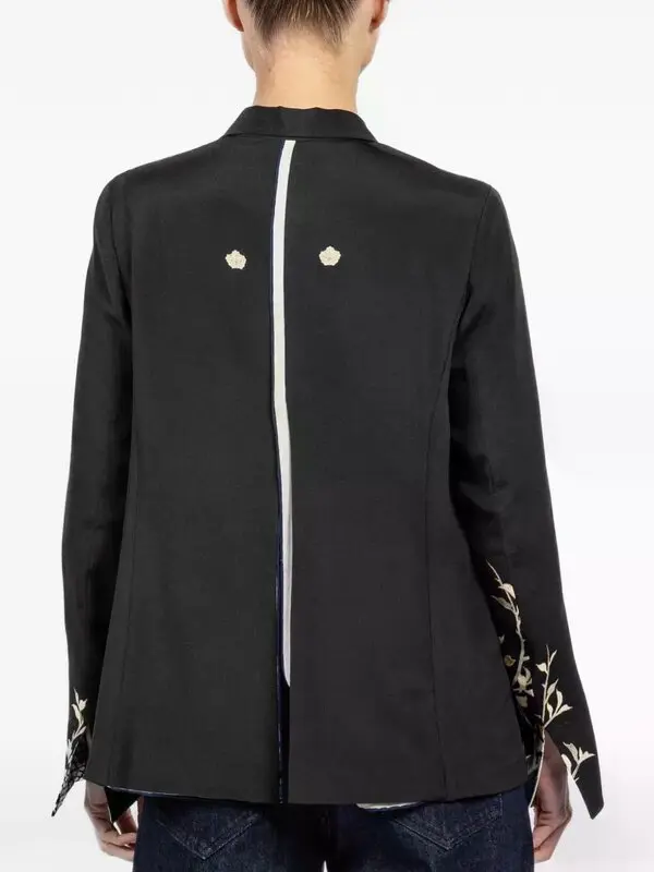 IBRIGU Floral-print Double-breasted Jacket - Black