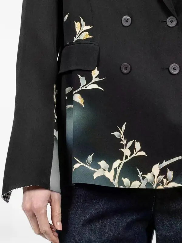 IBRIGU Floral-print Double-breasted Jacket - Black