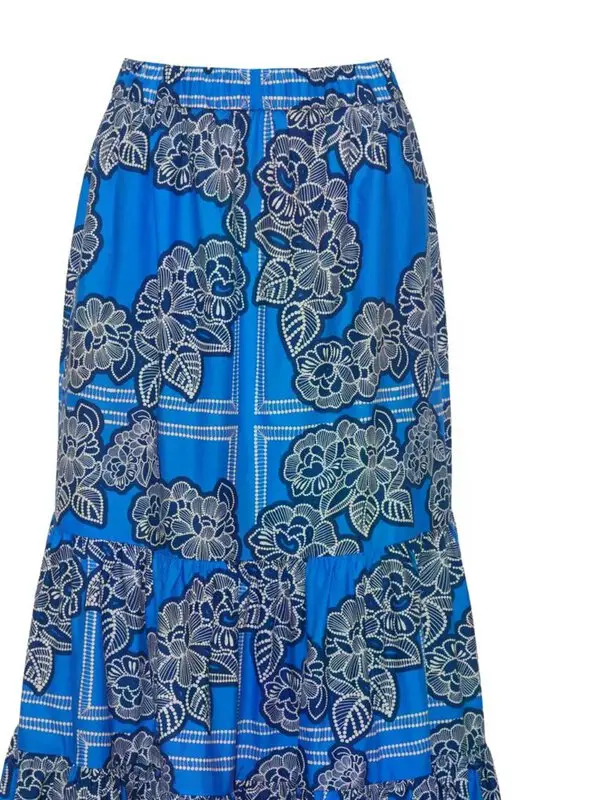Cara Cara Floral-print Midi Skirt - Blue