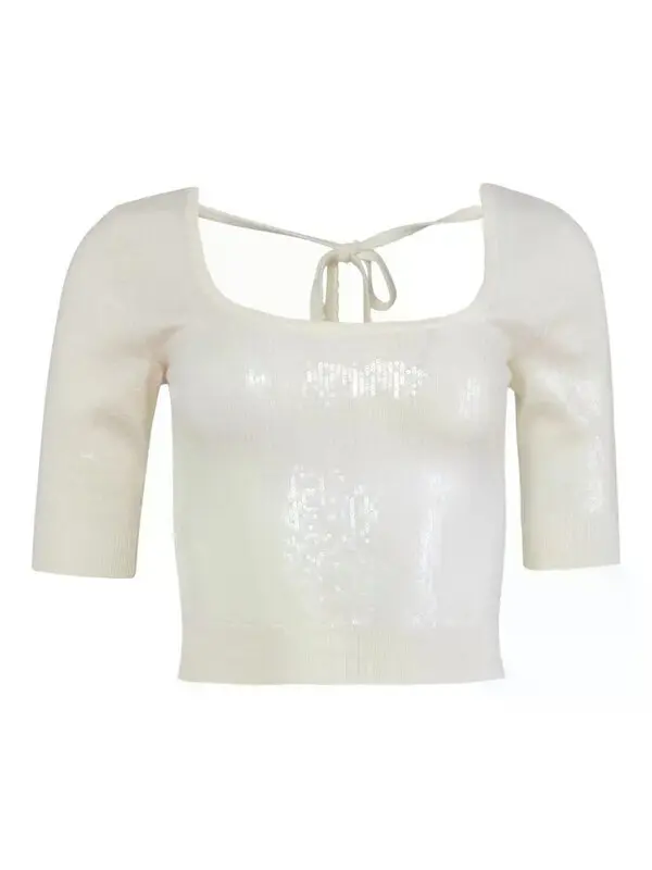 Fleur Du Mal Sequin Knit Top - Neutrals