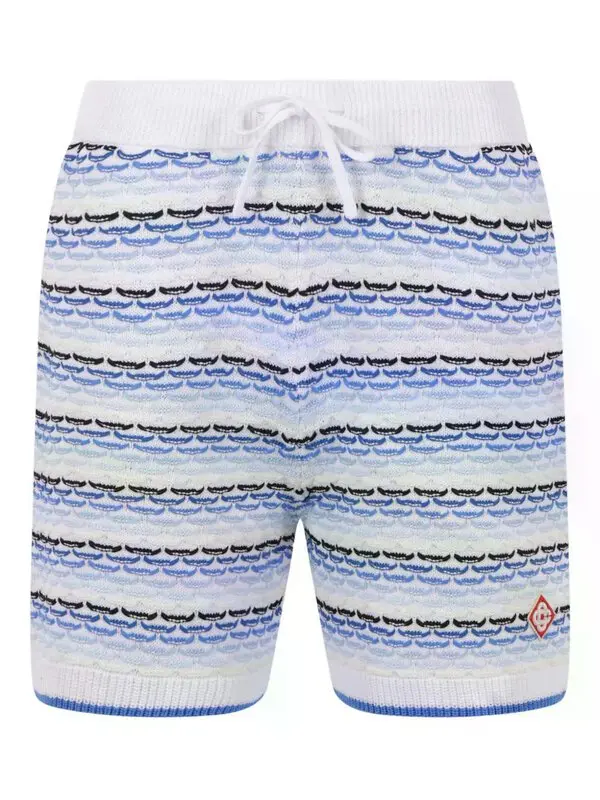 Casablanca Striped Diamond-logo Shorts - White