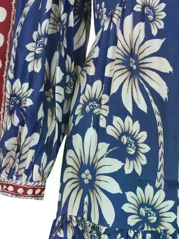 Farm Rio Floral Print Button Dress - Blue