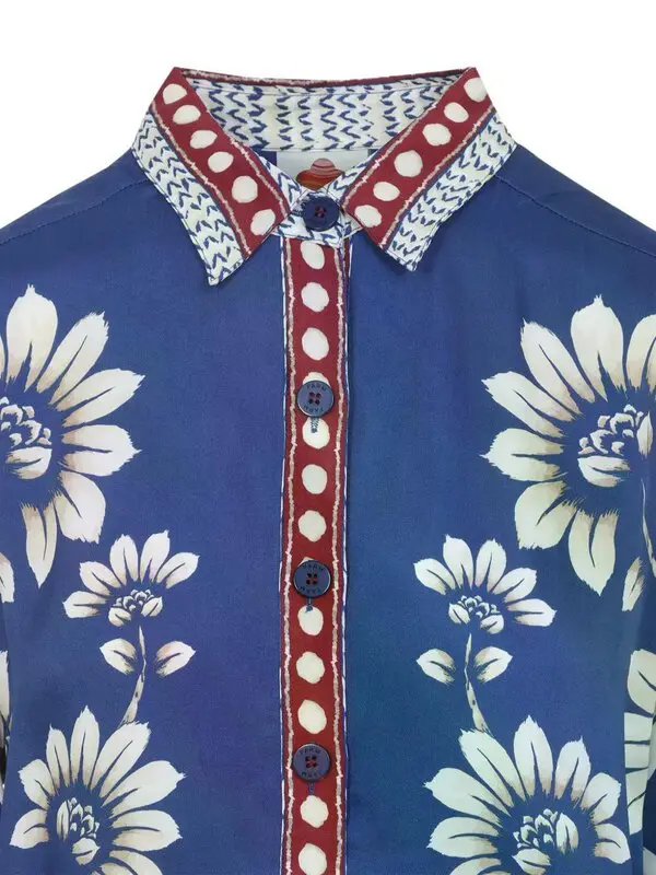 Farm Rio Floral Palm Button-down Top