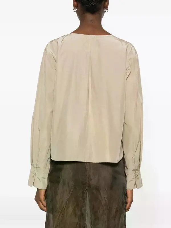 FORTE_FORTE Flap-pocket Long-sleeved Blouse - Neutrals