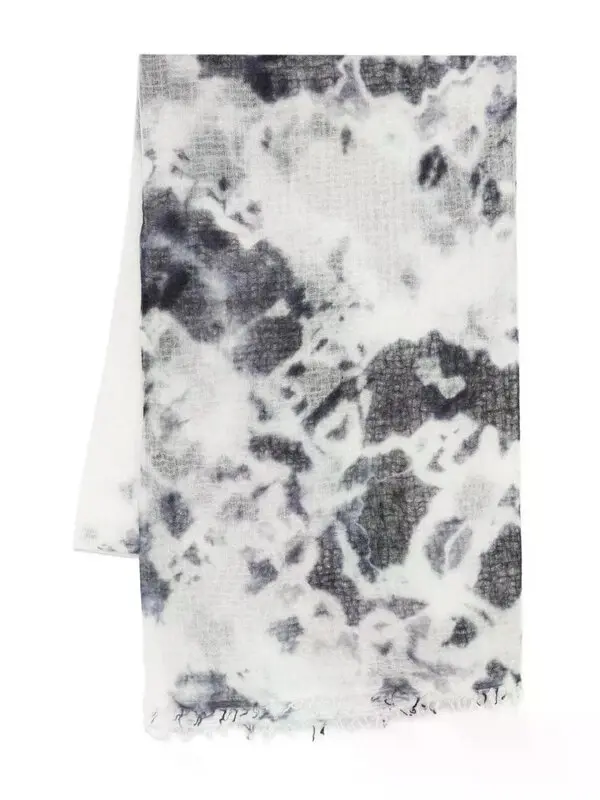 SUZUSAN Tie-dye Fringed Scarf - White