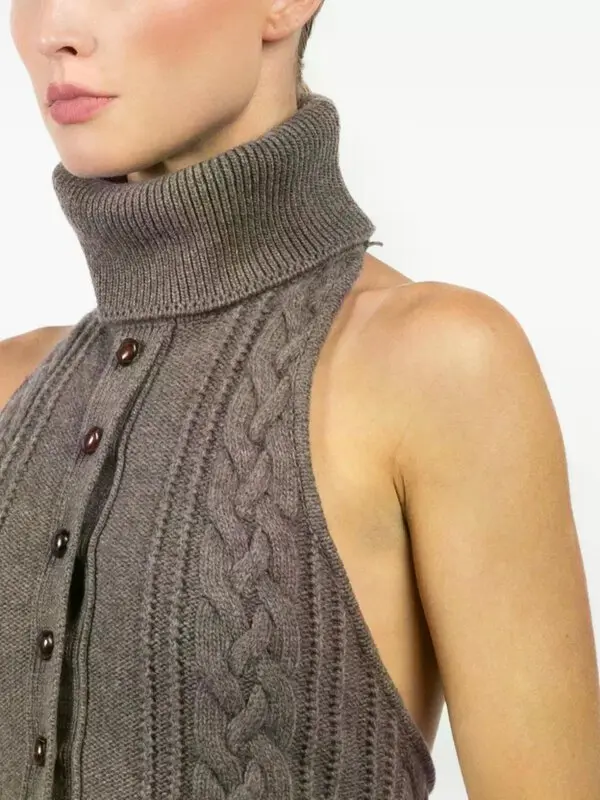 LA GALPA Cable-knit Turtleneck Top
