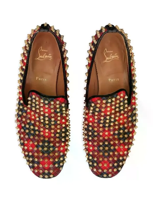CHRISTIAN LOUBOUTIN Spikes-embellishment Loafers - Red
