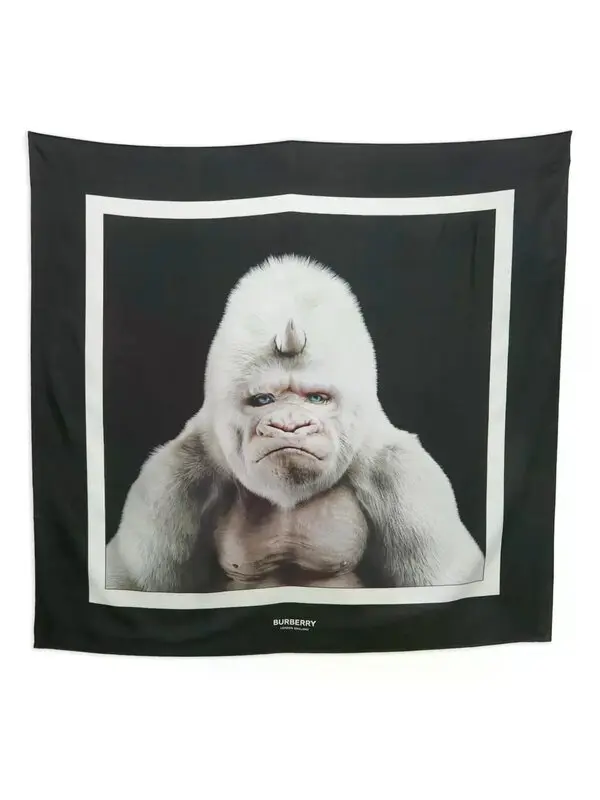 Burberry Gorilla-print Scarf - Black