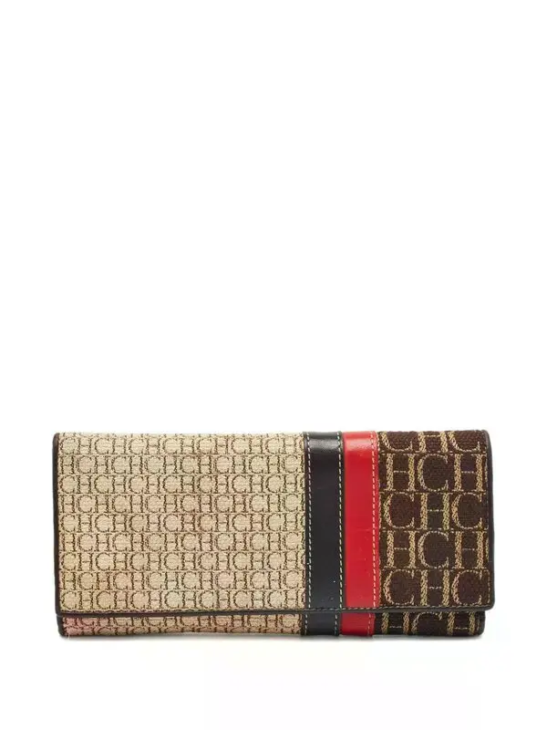 Carolina Herrera Pre-owned Monogram-canvas Leather-trim Wallet - Brown