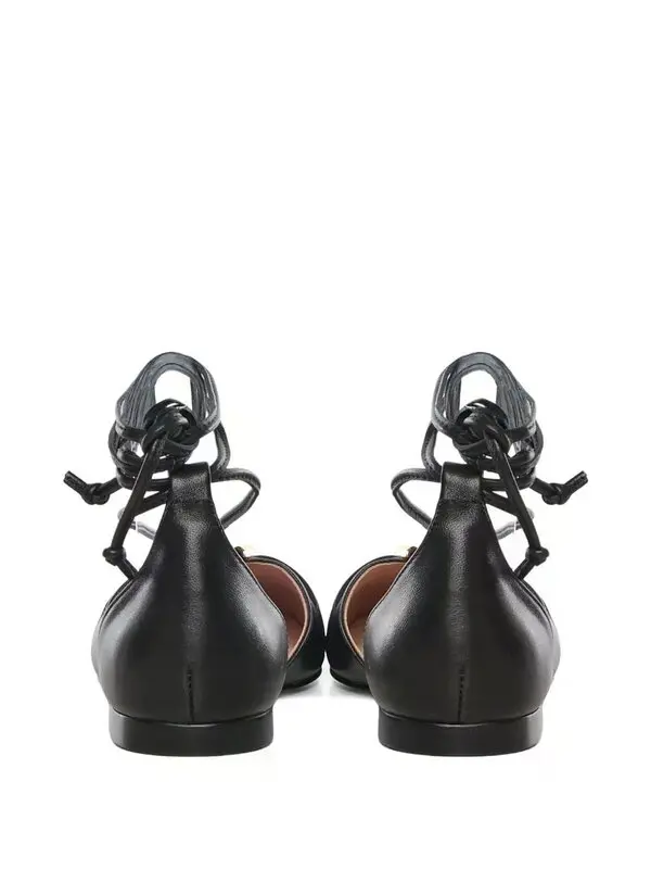 COCCINELLE Tie Pleated Ballet Flats - Black